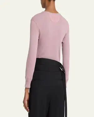 Chloé Flatlock Ribbed Jersey Henley Shirt - Blush