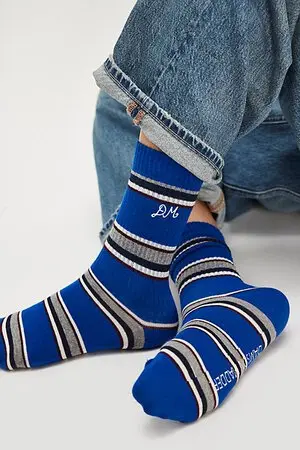 DAMSON MADDER Calf Length Crew Socks - Blue