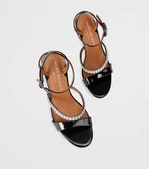 Kurt Geiger Patent Leather Embellished Sandals - Black