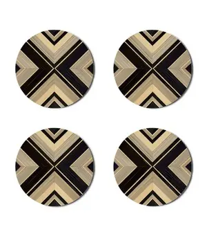 HESTIA Set Of 4 Geometrique Round Coasters - Neutral