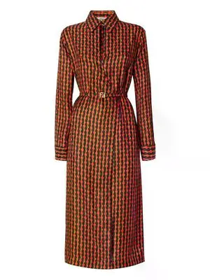 Fendi Patterned Colla Midi Dress