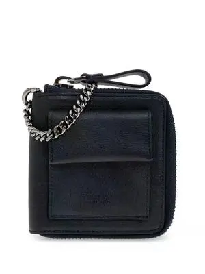 Giorgio Armani Chain Zip Leather Wallet - Blue