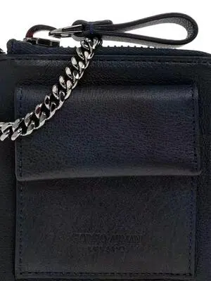 Giorgio Armani Chain Zip Leather Wallet