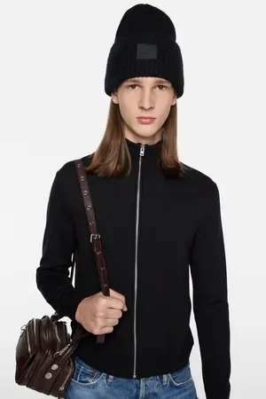 Acne Studios Face Logo Yak Beanie - Black