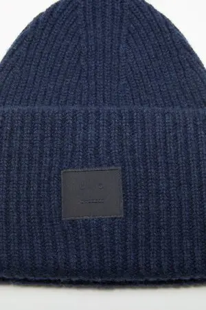 Acne Studios Face Logo Yak Beanie - Navy Melange