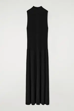 Cos Ribbed Turtleneck Pleated Maxi Dress