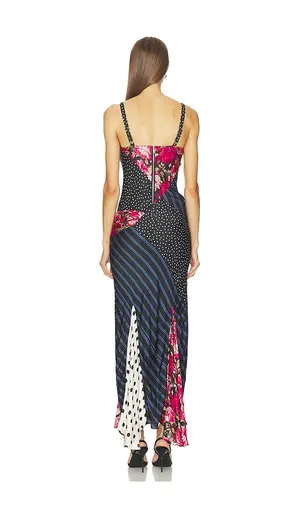 VAILLANT Asymmetric Patchwork Maxi Dress
