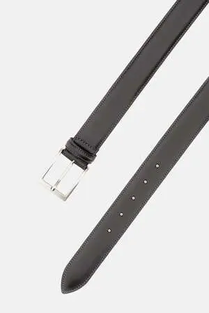 ALBERTO LUTI Leather Belt With Silver Buckle