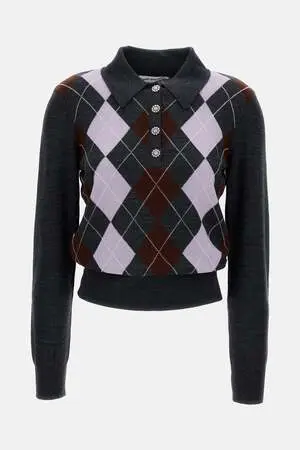 SELF-PORTRAIT Argyle Wool Sweater - Multicolor