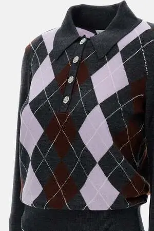 SELF-PORTRAIT Argyle Wool Sweater - Multicolor