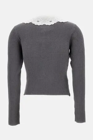 SELF-PORTRAIT Knit Top With Wide Collar