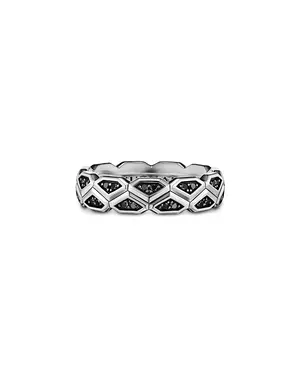 David Yurman Hex Band Ring With Black Diamonds - Black/silver