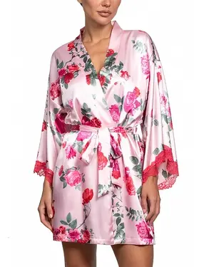 IN BLOOM BY JONQUIL Stretch Satin Romantic Rose Wrap