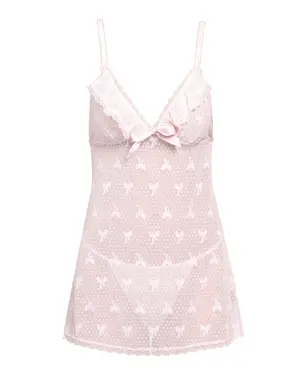 IN BLOOM BY JONQUIL Stretch Mesh Bow Pattern Babydoll & Thong