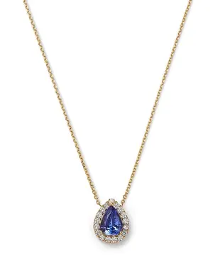 Bloomingdale'S 14k Yellow Gold Tanzanite And Diamond Pendant Necklace - Blue/gold