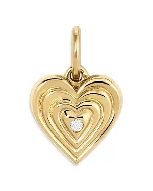 Adina Reyter 9k Yellow Diamond Groovy Heart Locket Pendant - Gold