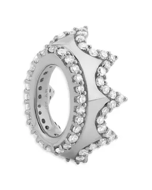 Adina Reyter Sterling Diamond Crown Charm Pendant - Silver