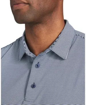 Mizzen+main Versa Short Sleeve Polo - Navy Light Blue Stripe