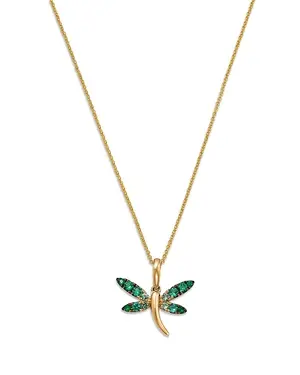 Bloomingdale'S Emerald Ombre Dragonfly Pendant Necklace - Gold