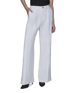 Karl Lagerfeld Paris Linen Blend Wide Leg Pants - Soft White