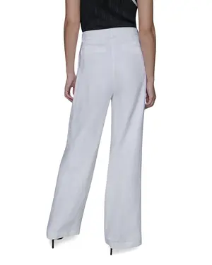Karl Lagerfeld Paris Linen Blend Wide Leg Pants - Soft White