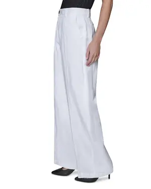 Karl Lagerfeld Paris Linen Blend Wide Leg Pants - Soft White