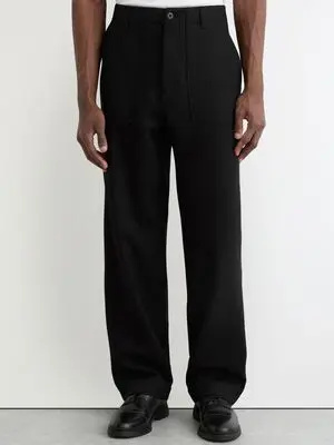 REISS Wool-blend Wide-leg Trousers - Black