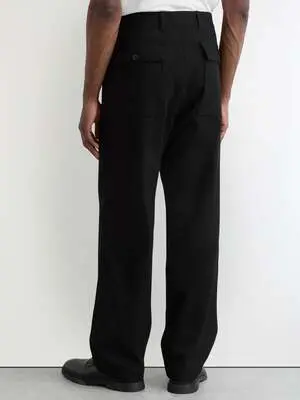 REISS Wool-blend Wide-leg Trousers - Black