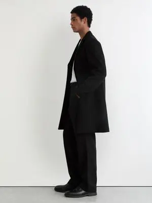 REISS Wool-blend Wide-leg Trousers - Black