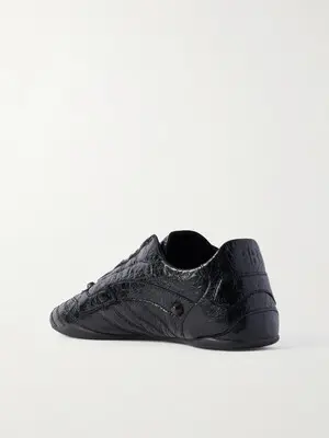 Balenciaga City Studded Crinkled-leather Sneakers - Black