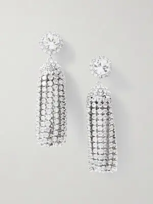 Rabanne Crystal Tasseled Drop Earrings - Silver
