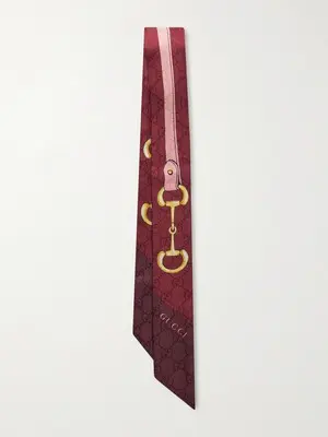 Gucci Printed Silk-twill Jacquard Scarf - Burgundy