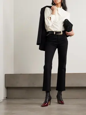 Max Mara Tie-detailed Silk Crepe De Chine Blouse - Neutrals