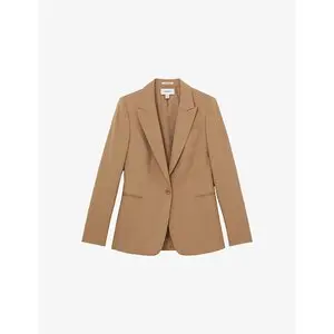 REISS Single-breasted Stretch-woven Blazer - Camel