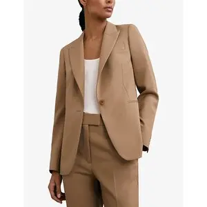 REISS Single-breasted Stretch-woven Blazer - Camel