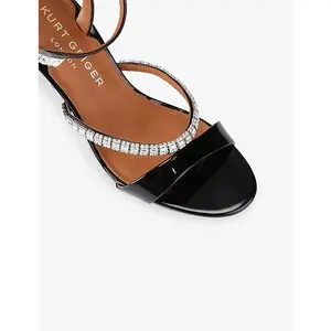 Kurt Geiger Crystal-embellished Patent-leather Heeled Sandals - Black