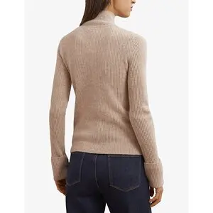 REISS Elly Button-neck Wool Jumper - Neutral