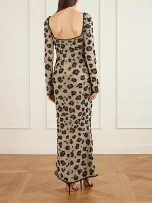CLIO PEPPIATT Leo Beaded Tulle Gown - Animal Print