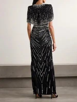 Jenny Packham Dido Cape-effect Embellished Tulle Gown