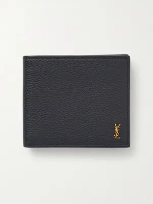 Saint Laurent Logo-appliquéd Full-grain Leather Billfold Wallet - Blue