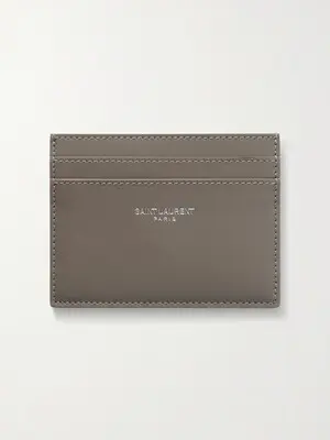 Saint Laurent Logo-print Leather Cardholder - Gray
