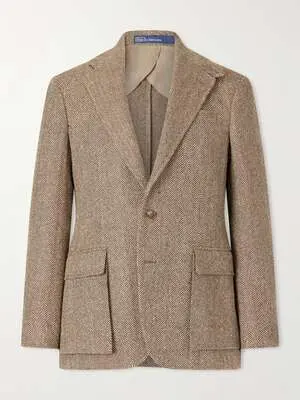 Polo Ralph Lauren Herringbone Linen, Silk And Wool-blend Blazer - Beige