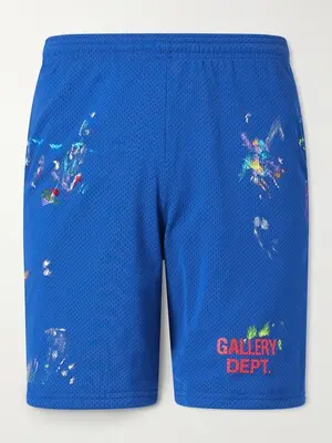 GALLERY DEPT. Studio Gym Paint-splattered Mesh Shorts - Blue