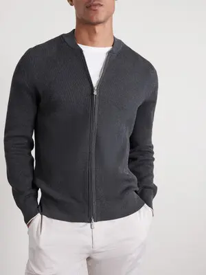 Brunello Cucinelli Ribbed Cotton Zip-up Sweater