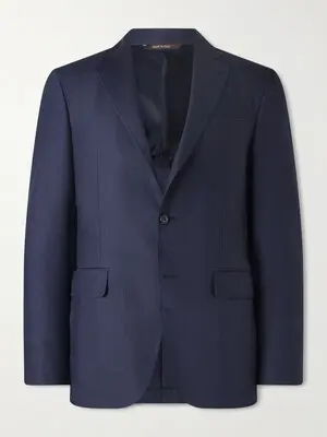 Canali Kei Unstructured Linen And Wool-blend Suit Jacket - Blue