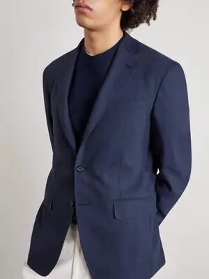 Canali Kei Unstructured Linen And Wool-blend Suit Jacket - Blue