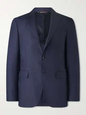 Canali Canali - Kei Unstructured Linen And Wool-Blend Suit Jacket - Men - Blue  Navy