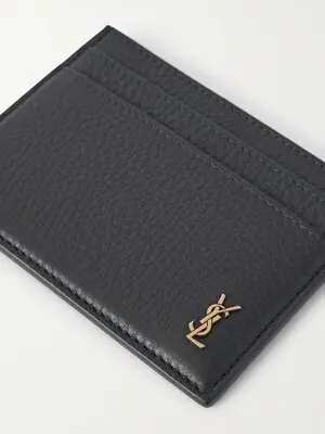 Saint Laurent Logo-appliquéd Full-grain Leather Cardholder - Black
