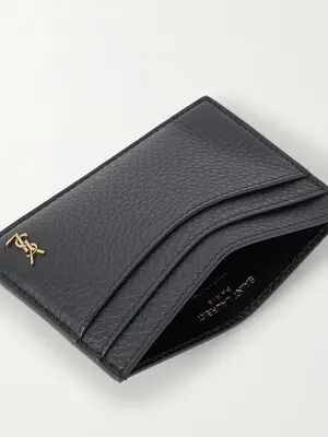 Saint Laurent Logo-appliquéd Full-grain Leather Cardholder - Black