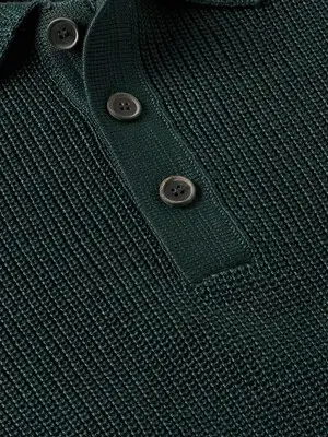 CORRIDOR Ribbed Organic Mercerised Cotton Polo Shirt - Green